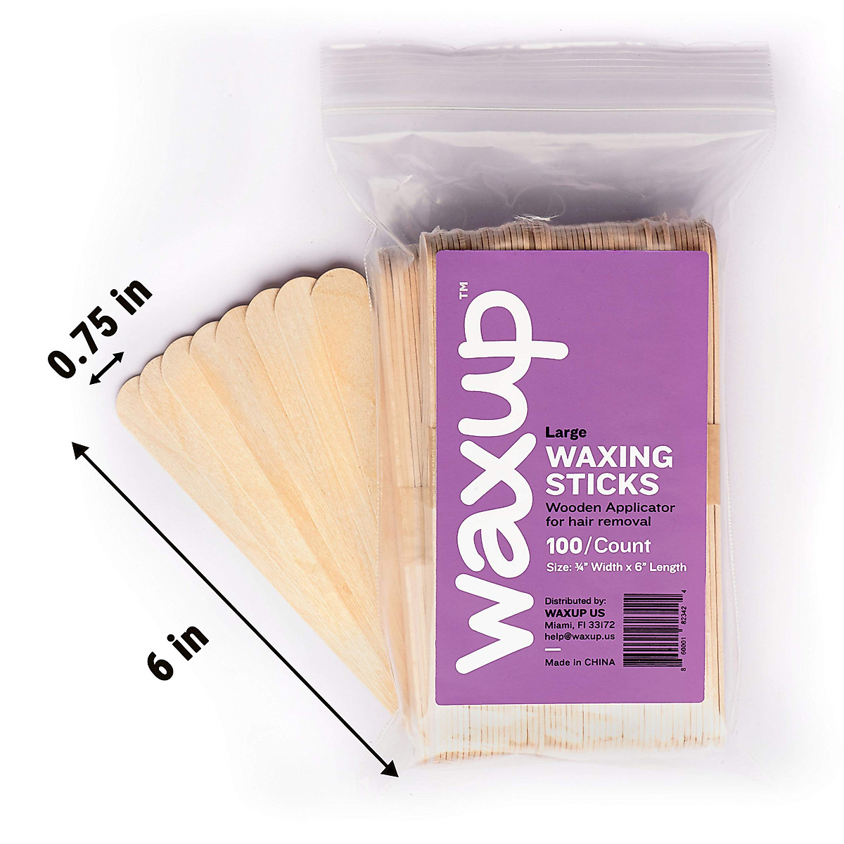 waxup Wax Sticks Wooden Applicators, 200 Assorted Waxing Spatulas for Body, Face, Ear, and Nose Hair Removal, to Use with Hard and Soft Wax, 100 Medium and 100 Large.