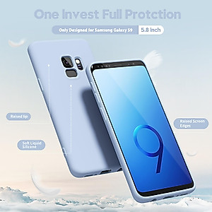 oakxco for Samsung Galaxy S9 Phone Case Liquid Silicone, Cute Thin Slim Soft Rubber TPU Plain Smooth Gel Cover for Women Girl Aesthetic, Matte Solid Protective & Shockproof, Aqua Sky Baby Light Blue