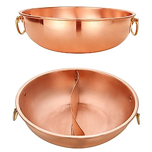 Chafing Dishes Copper Pot Hot Pot Thickened Pure Copper Old-fashioned Mandarin Duck Pot Home Pot Soup Pot Flat Bottom Induction Stove For Family Dinners And Outdoor Picnics (Color : Brass, Size : 32