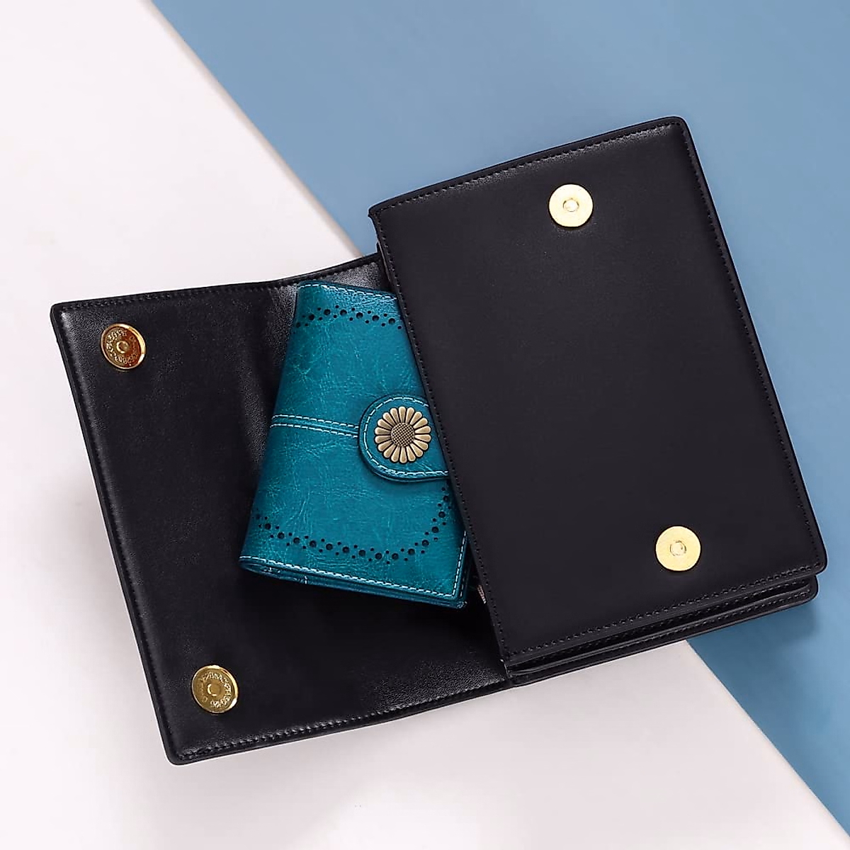 SENDEFN Small Womens Wallet Leather Bifold Card Holder RFID Blocking with Zipper Coin Pocket