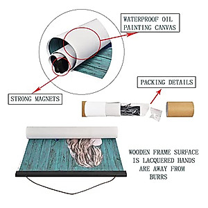 EyeArtHouse Cactus Original Canvas Wall Art, Acrylic Green Succulent Plants Painting Print on Canvas with Magnetic Magnetic Poster Frames, Ready to Hang for Bedroom and Bathroom 16”X 24”