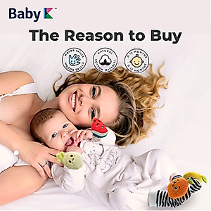 BABY K Baby Rattle Socks & Wrist Toys (Set C) - Newborn Toys for Baby Boy or Girl - Brain Development Infant Toys - Hand and Foot Rattles Suitable for 0-3, 3-6, 6-12 Months Babies