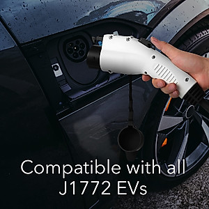 Lectron Level 1 / Level 2 Portable J1772 EV Charger (12 Amp / 32 Amp) with Dual Charging Plugs (NEMA 5-15 & 14-50) - Compatible with All J1772 EVs (White)