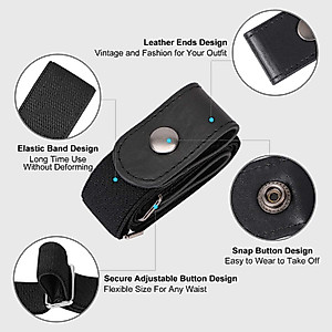 XZQTIVE Women/Men Buckle-Free Elastic Belt for Jeans - 1.25" Ladies Invisible Waist Belt Fits 24" to 50" (Fit for waist size 35-50in, A Black)