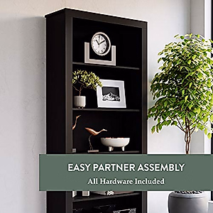 Edenbrook Sumac Bookcase, 5-Shelf Organizer for Bedroom Furniture or Home Office Furniture, Walnut Wood Bookshelf