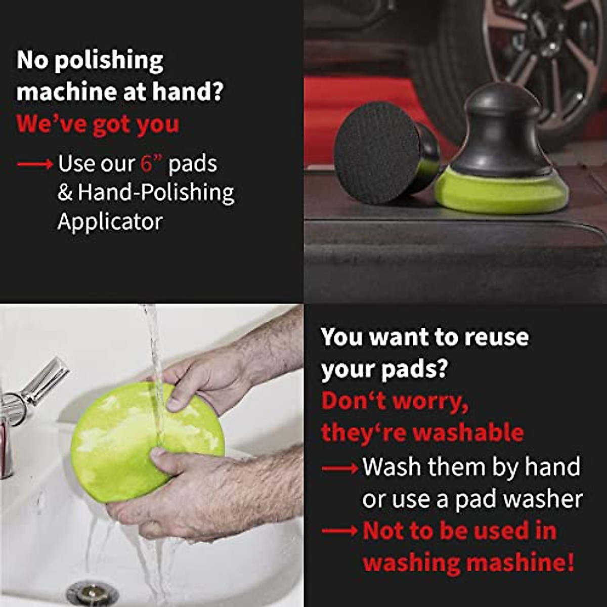 menzerna 6 Inch Polishing Pad Finish I High Shine Finishing Buffer Pad I Body Repair Buffing & Polishing I with Safety Edge, Velcro Attachment & Hole for Anti Heat Build-Up I Washable & Long Lasting