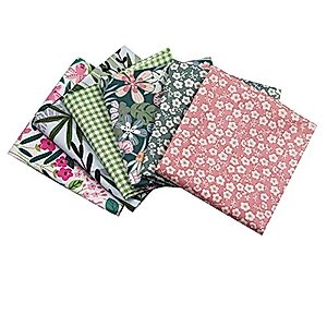 6 Pieces Cotton Fabric Squares Quilting Sewing Floral Pattern Precut Patchwork Fabric for Craft DIY Handicraft 15 x20"