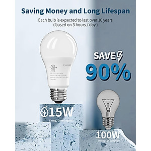 TJOY LED Light Bulbs, 100 Watt Equivalent A19, 5000K Daylight LED Bulbs, 15W Bright White Light Bulbs, Energy Saving Light Bulb with E26 Standard Base, 1500 Lumens Non Dimmable Lamp Bulb, 12 Pack