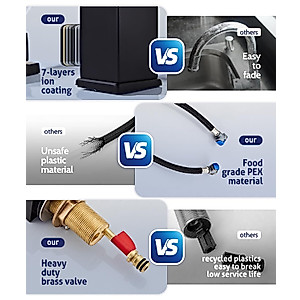 Sankecao Bathroom Sink Faucet Black - Bathroom Faucets for Sink 3 Hole Waterfall Bathroom Faucet with Metal Pop-up Sink Drain Stopper and 2 Supply Hoses…