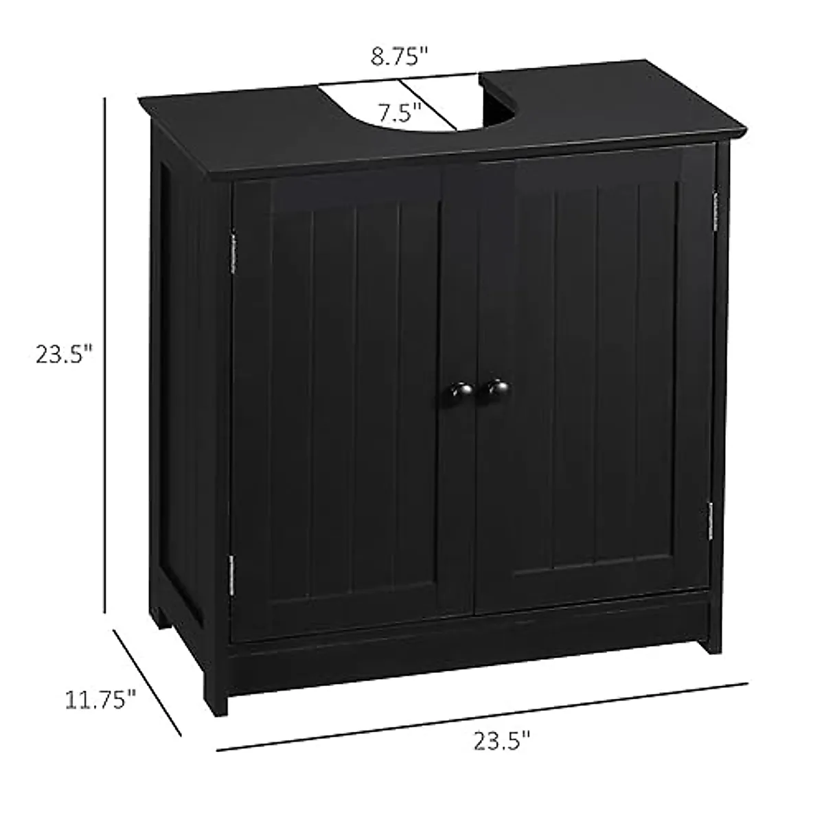 Bathroom Under Sink Vanity Cabinet Free Standing Pedestal Sink Storage Cabinet with 2-Door and Shelves Wood Under Sink Space Saver Organizer (Contemporary-Black)