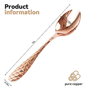 CigeZaus Copper Spoon, 7" Pure Solid Soup Spoons (2)