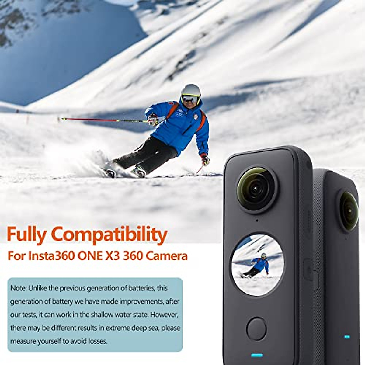 REYTRIC 2-Pack ONE X3 Batteries and 3-Channel USB Charger for Insta360 ONE X3 Action Camera