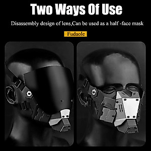 FUDAOLE Cyberpunk Commander Cosplay Mask,DIY Detachable Punk Mask,Perfect for Halloween,Parties,Masquerade,and Music Festivals Black