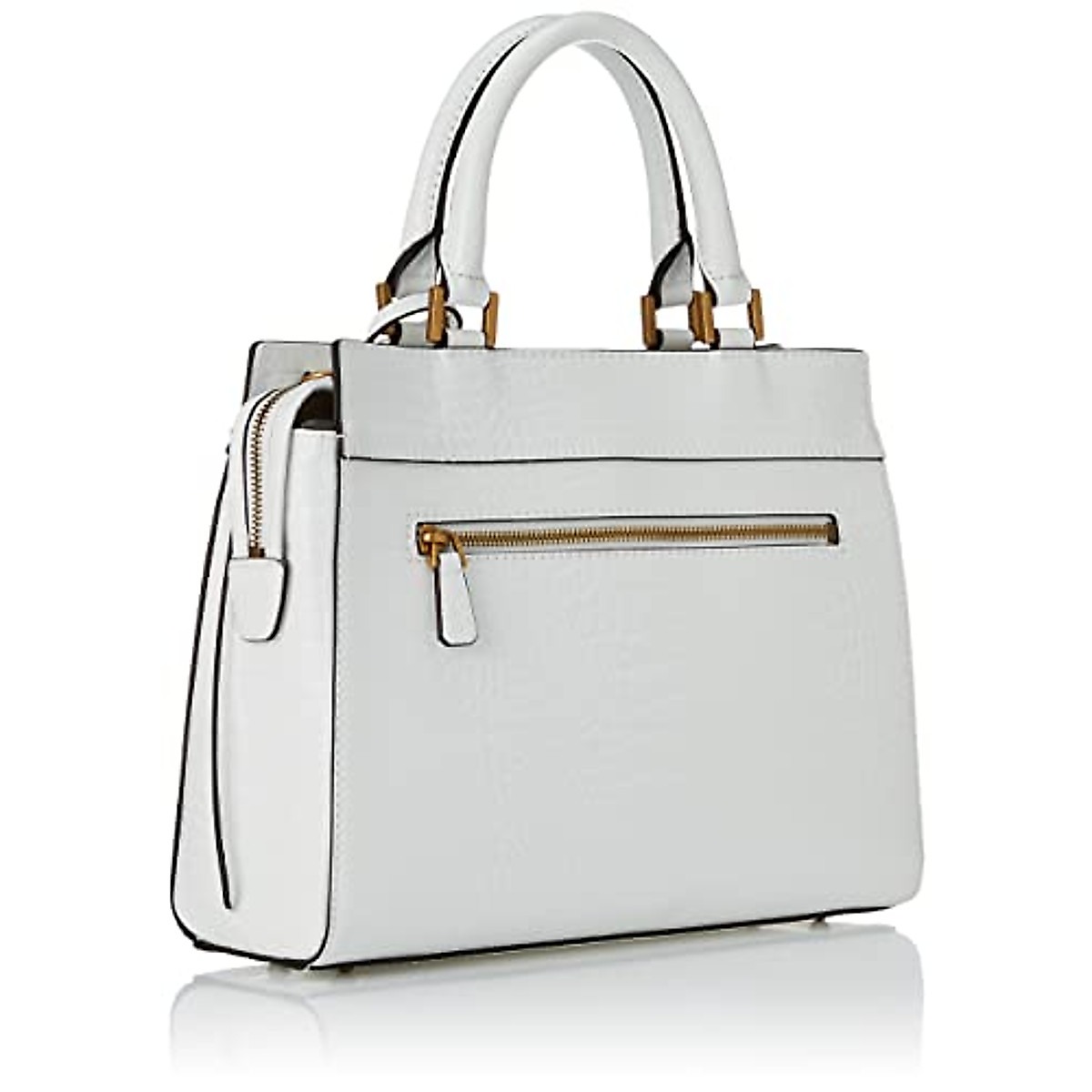 GUESS Womens Katey Croc Luxury Satchel, White, One Size US