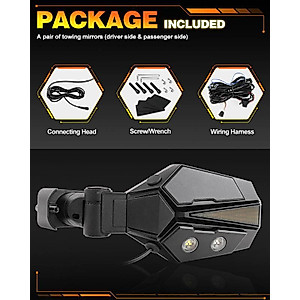 BraveWAY UTV Side Mirrors with Lights, Fit All 1.5-2.5" Roll Bar Cage, Amber White Green Three-color 3 Modes ATV/UTV Off Road Lighted Rear View Mirror Light with UTV ATV Polaris RZR Ranger