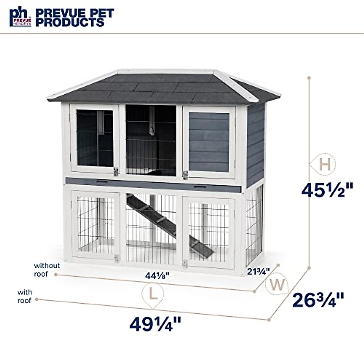 Prevue Pet Products 4601 Duplex Rabbit Hutch, Gray/White