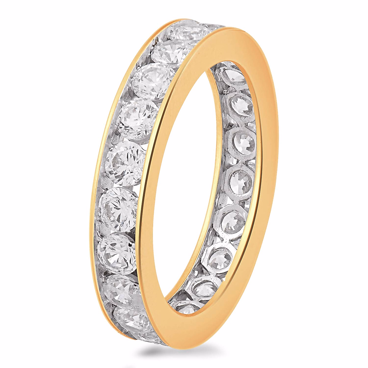 Jewelili 10K Yellow Gold 3MM Round Cubic Zirconia Ring, Size 7