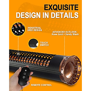 Star Patio Electric Patio Heater, Hanging Patio Heater, Ceiling Outdoor Heater with Remote, 750/1500W Infrared Heater with Cylinder Shape, Sectional & Silent Heating, IP54 Waterproof, STP2566-RMLED-C