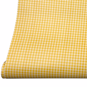 Yifely Yellow & White Checkered Plaid Furniture Paper Self-Adhesive Shelf Liner Base Cabinet Decor 17.7 Inch by 9.8 Feet