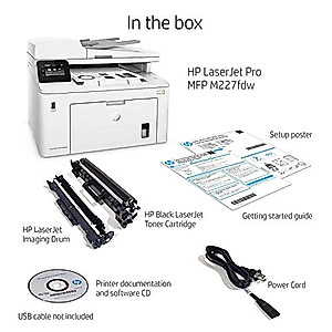 HP LaserJet Pro MFP M227fdw Wireless Monochrome All-in-One Printer with built-in Ethernet & 2-sided printing, works with Alexa (G3Q75A)