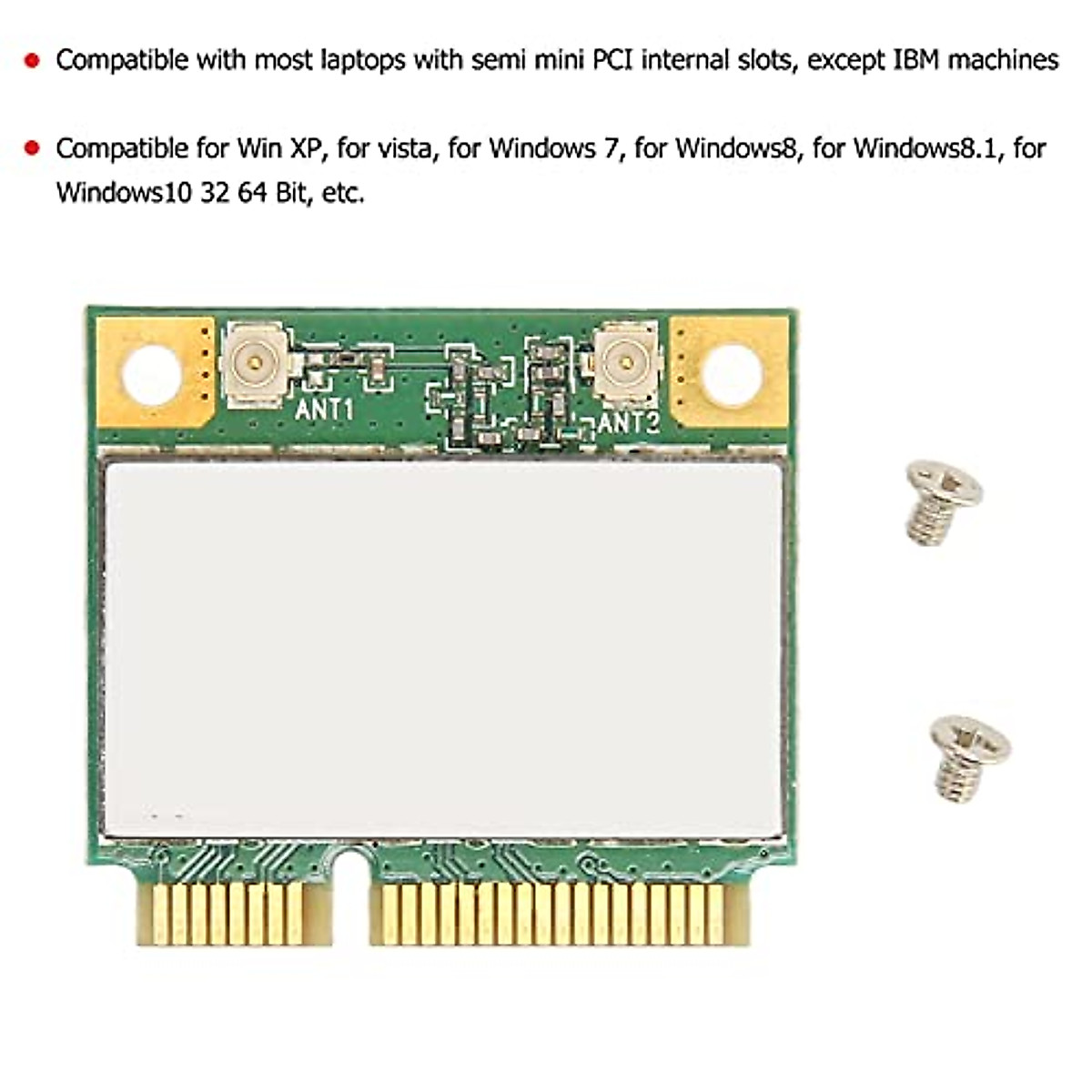 Septpenta Mini PCIE Card is Compatible with Win XP Vista Windows 7 Windows 8 Windows 8.1 Windows 10 32 64 Bit, 150MBps High Speed Transmission, 2.4Ghz Wireless Card with 2 Screws for Laptops