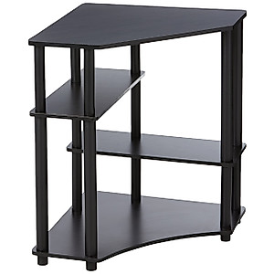Furinno Turn-N-Tube Space Saving, Corner Desk, Espresso/Black & Turn-N-Tube Accent Decorative Shelf, Espresso/Black