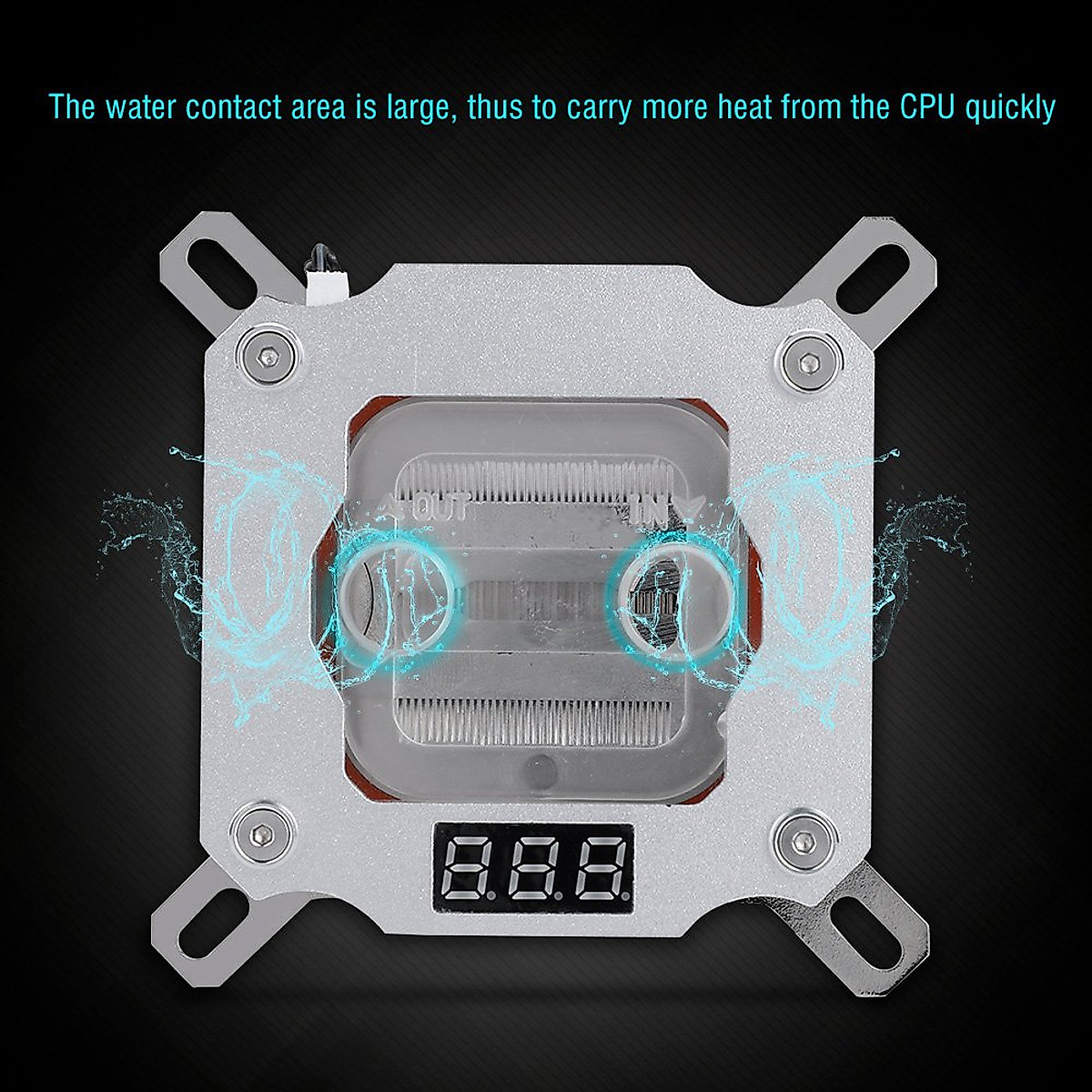 ASHATA CPU Waterblock,Richer-R Computer PC CPU Water Cooling Block Waterblock Liquid Cooler Copper Base with Temperature Display for