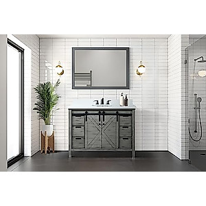Bell+Modern Ketchum 48 inch Ash Grey Bath Vanity, Cultured Marble Countertop and 44 in Mirror