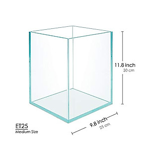 HIRO Aquatics Nano Tall Rimless Aquarium, Low Iron Glass Framless Tank, Betta Fish Tank, White Leveling Mat Included (5 Gallon- 25X25X30cm)