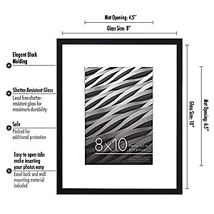 Americanflat 8x10 Picture Frame in Black - Thin Border 5x7 Picture Frame with Mat or 8x10 Frame Without Mat - Shatter Resistant Glass - Horizontal and Vertical Formats for Wall and Tabletop
