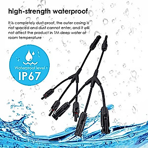 PFCTART Y Branch Solar Wiring Connector Plug, Panel Splitter Connectors and Wires Accessories Charge Controller Kit Solar Cable for Combiner Box (12AWG 1 Pair M/FFF+F/MMM)