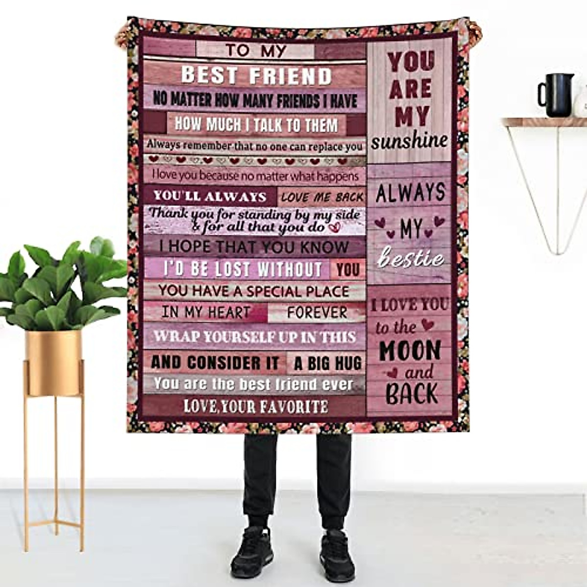 Best Friend Throw Blanket Friendship Gifts for Women Friends Happy Birthday Best Friend Blankets for Her Thanksgiving Christmas Blanket Throw Soft 60" x 50"