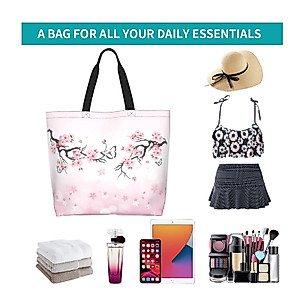 Dixmavly Cherry Blossoms Women'S Tote Bag Beach Bag Waterproof Tote Bag Reusable Shopping Bag Travel Gym Shopping
