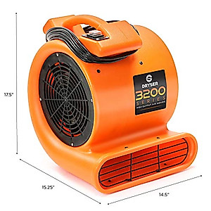 Dryser 6pk Air Mover Carpet Dryer 2 Speed 1/2 HP Industrial Floor Fan - Orange Carpet Drying Fan Floor Blower