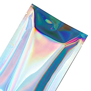 QQ Studio Food-Safe Glossy Heat Sealable Double-Sided Holographic SlickSeal™ Flat Bag with Tear Notch (100, 7x10cm (2.8x4"))