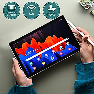 Pyle 1080p HD Display, 5000 mAH, Dual 10.1 Inch Android Tablet -2 in 1 Tablet Camera, WiFi Compatibility, Quad-Core Processor, 2GB RAM, 32GB Storage,Magnetic Keyboard,Stylus Pen & Case Included-Silver