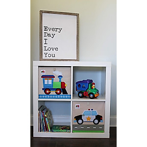 Wildkin Kids 13 Inch Storage Cube for Boys and Girls, Perfect Use in Your Child's Bedroom or Playroom, Storage Cubes Helps Keep Toys, Games, Books and Art Supplies Organized, Olive Kids (Train)