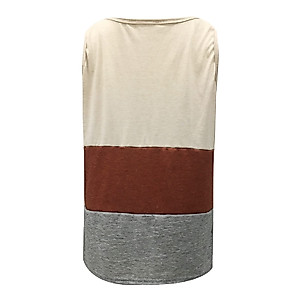 HMing Womens Henley Tank Tops Summer Sleeveless V Neck Contrast Color Casual Shirts Basic Blouses Vest with Buttons