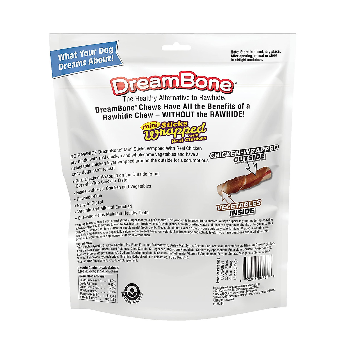 DreamBone Mini Chicken-Wrapped Sticks, 30 Ct., Rawhide-Free Chews for Dogs