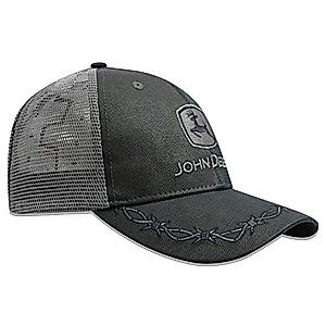 John Deere Mens Oilskin Charcoal Mesh Back Embroidered Hat