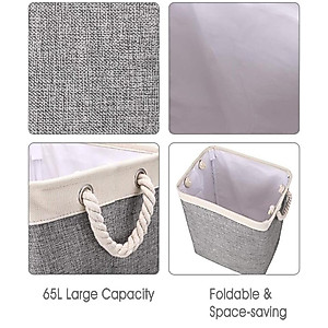 Large Laundry basket with lid Laundry basket Clothes Organizer with Handles and Lid Freestanding Foldable Hamper for clothes and blankets Storage organizer with Removable bag and Bra wash Bag