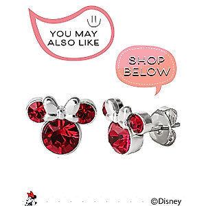 Disney Birthstone Women and Jewelry Minnie Mouse November Amber Citrine Cubic Zirconia Shaker Pendant Necklace, Silver Plated, 18+2" Extender