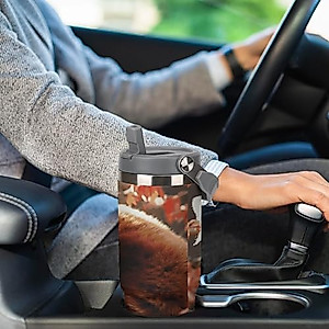 WITHSBKK 30oz Car Cup Red Panda Printed with Portable, Stainless Steel Travel Mug, Vacuum Insulated Tumbler And Straw, Leakproof for Car & Outdoor, UV Printed Design