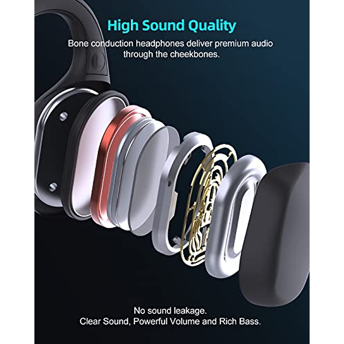 iFory Bone Conduction Headphones, Open Ear Bluetooth 5.2 Sports Headset Built with mic, 10h+ Hours Playtime Waterproof Sweat Resistant Wireless Earphones for Workouts, Running