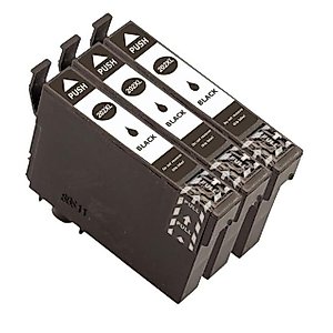 Replacement 202XL Black Ink Cartridges T202 202 XL Compatible Ink Cartridges for Workforce WF-2860 Expression XP-5100 Printer (3 Black)