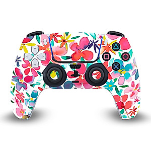 Colorful Petals Spring Art Mix Matte Vinyl Faceplate Sticker Gaming Skin Case Cover Compatible with Sony Playstation 5 PS5 Digital Edition Console and DualSense Controller