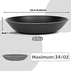 GEHE Pasta Bowls 34oz, 8.6" Large Salad Bowls, Bamboo Fiber Pasta Bowls Set of 6, Kitchen Serving Bowls for Pasta, Salad, Cereal, Noodles, Dessert, Soup and Dishwasher Safe, House-warming Gift