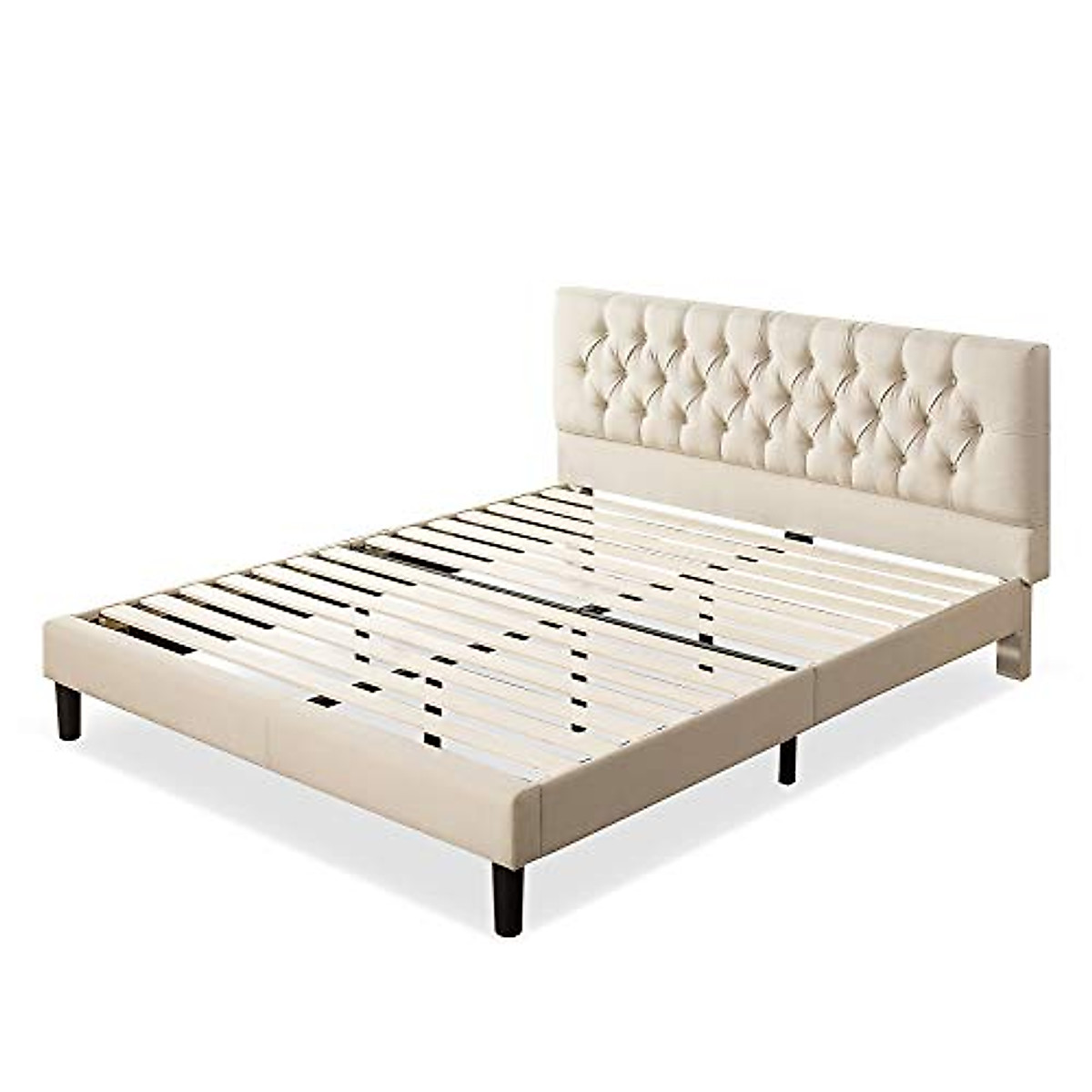 ZINUS Misty Upholstered Platform Bed Frame, Mattress Foundation, Wood Slat Support, No Box Spring Needed, Easy Assembly, Taupe, King