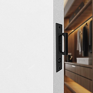 LWZH Brushed Nickel Pocket Door Edge Pull with Push Automatic Bounce Switch,Sliding Door Pull Hardware, Flush Hidden Handle（Black）