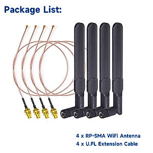 Bingfu Dual Band WiFi 2.4GHz 5GHz 5.8GHz 8dBi RP-SMA Male Antenna 20cm 8 inch RG178 U.FL IPX IPEX to RP-SMA Female Cable 4-Pack for WiFi Router Wireless Mini PCI Express PCIE Network Card Adapter